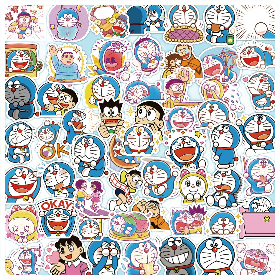 60PCS Classic Anime Doraemon Stickers For Laptop Helmet Notebook Decal ...