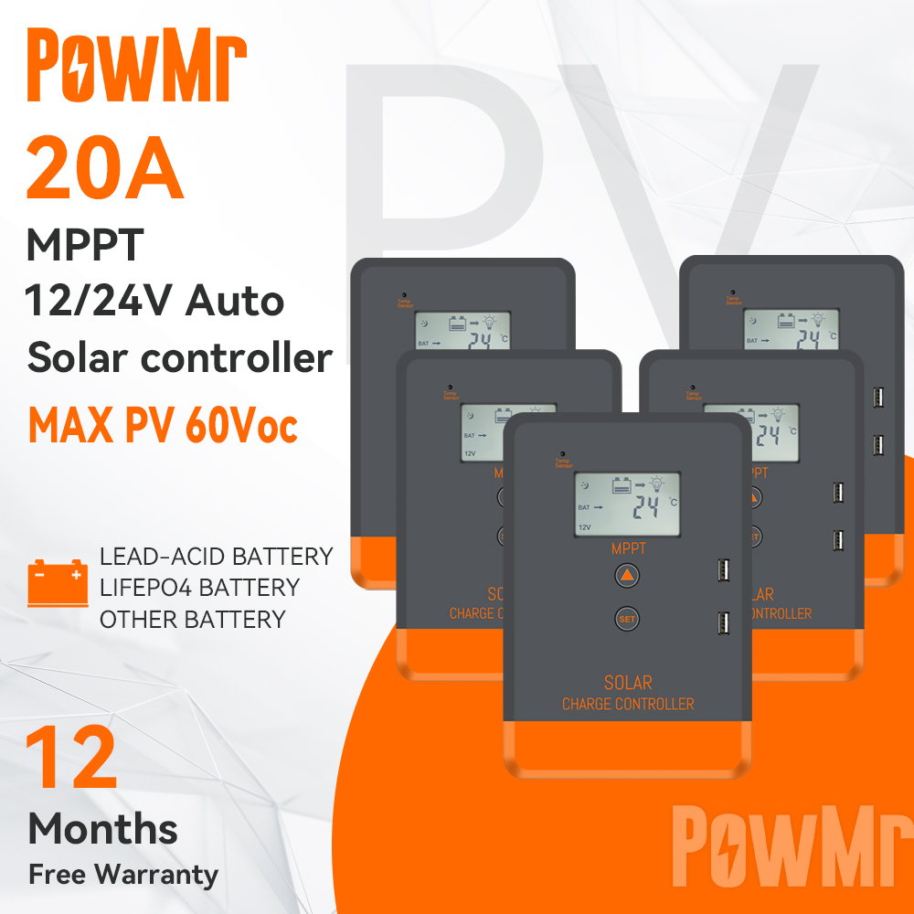 PowMr MPPT Solar Charger Controller Auto PV LCD Backlit Display 2 Usb ...