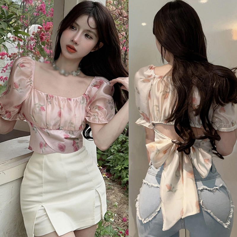 Summer Womens Crop Tops Sweet Slim Korean Off Shoulder Short Sleeve 3970