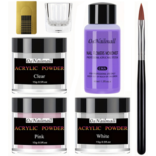 7 Pcs/Set Acrylic Liquid Powder Nail Art Kit Nail Carving Painting ...