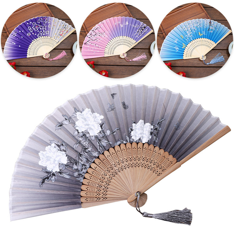 Hanfu Dance Chinese Foldable Hand Fan Antique Silk Imitation Hanfu ...