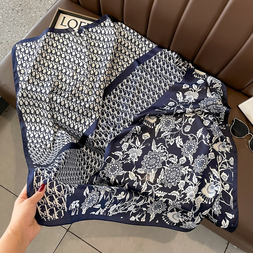 LISA Fashion Scarf 90x90cm Silk Feel Scarf Lady Square Scarf Women's ...