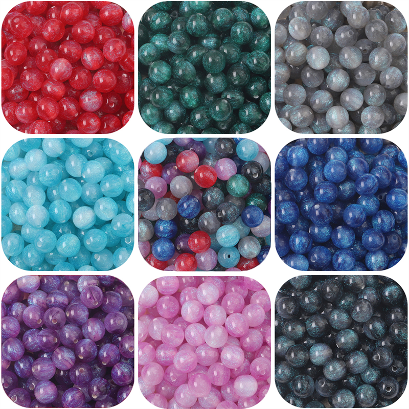 10mm Starry Sky Sprinkled Gold Merman Beads Resin Round Beads for DIY ...