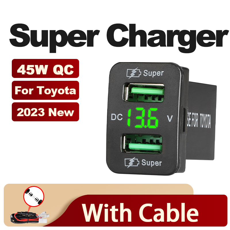 45W QC Dual USB Port Fast Charging Connector Toyota Recessed Car ...