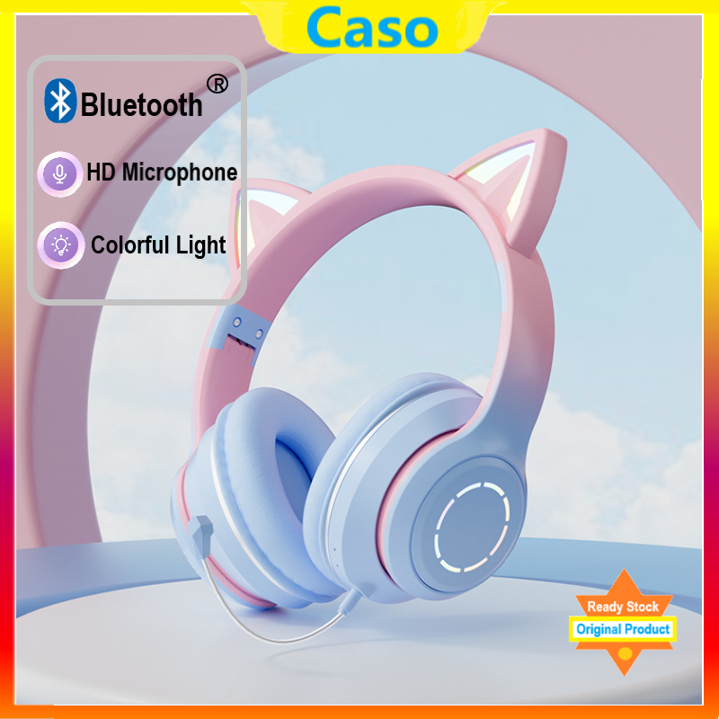 Cat Ear Headphones Wireless Bluetooth Gaming Headset with RGB Lights ...