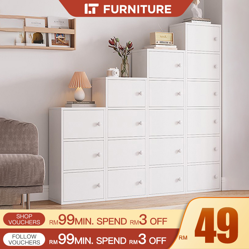 Almari Buku Cabinet Storage Chest Drawer White Putih Storage Cabinet ...