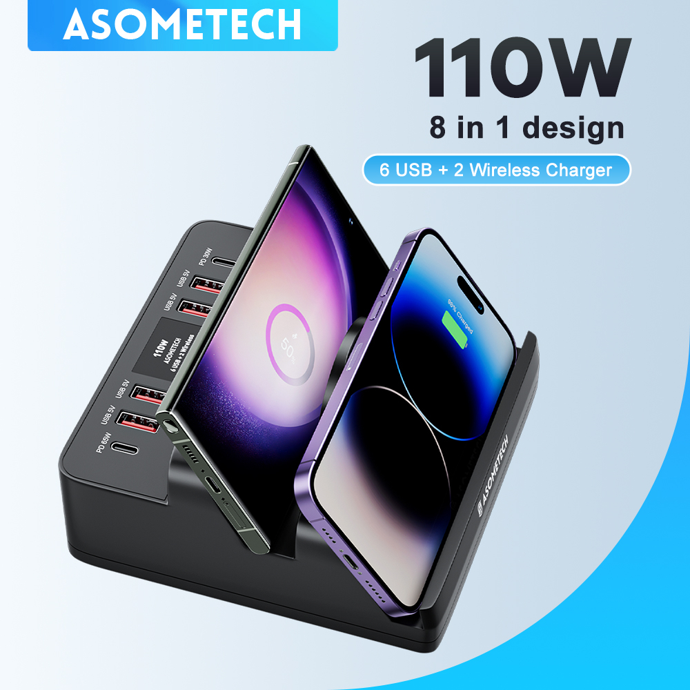 5 Ports Multiple USB Charging Station PD 65W USB C Type C Fast Charger ...