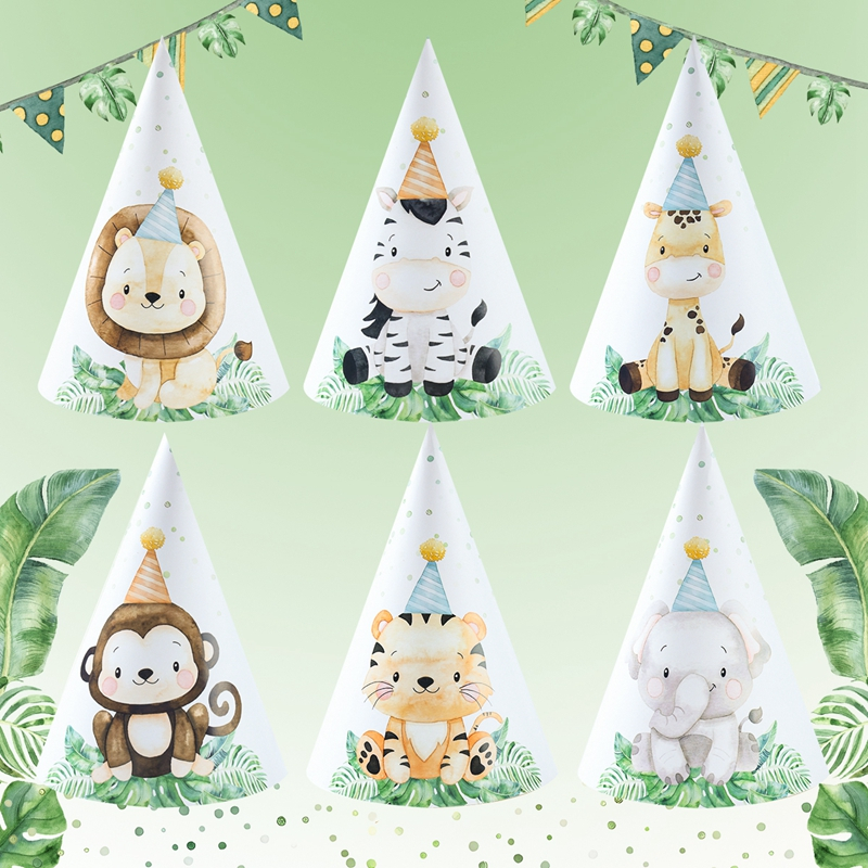 6pcs/set Funny Monkey Paper Hat Jungle Safari Party Decorations Kids ...