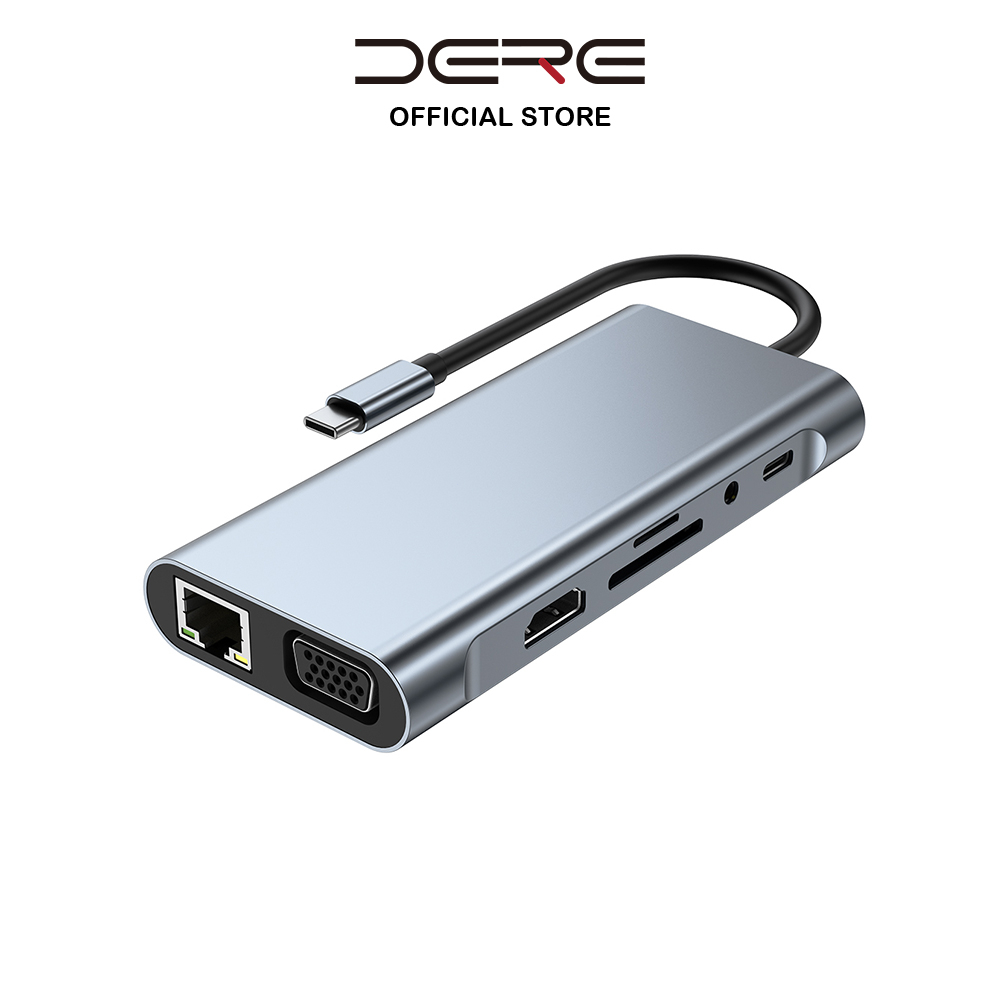 DERE Multifunctional Portable Docking Station USB Hub USB-C 11 in 1 ...