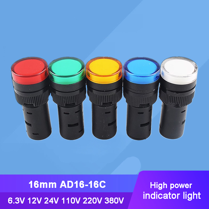 2pcs 16mm AD16-16C 6.3V 12V 24V 36V 48V 110V 220V 380V Indicator light ...