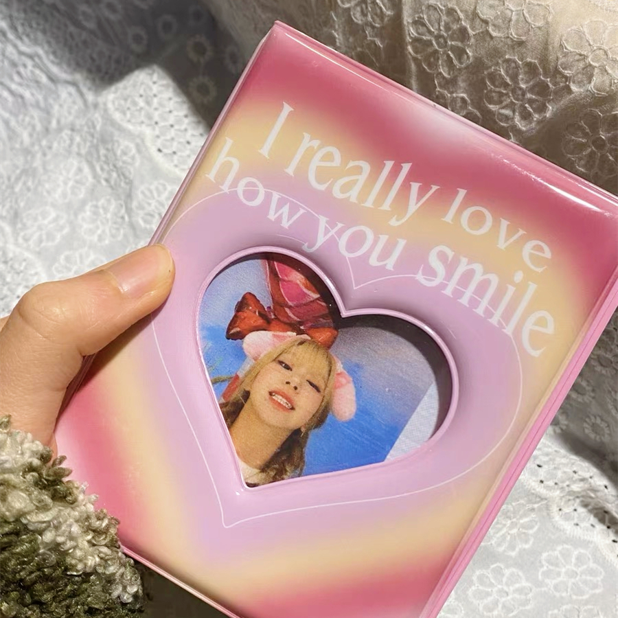 Ins 3 Inch Hollow Heart Photo Album 40 Pockets Photocard Holder Idol ...