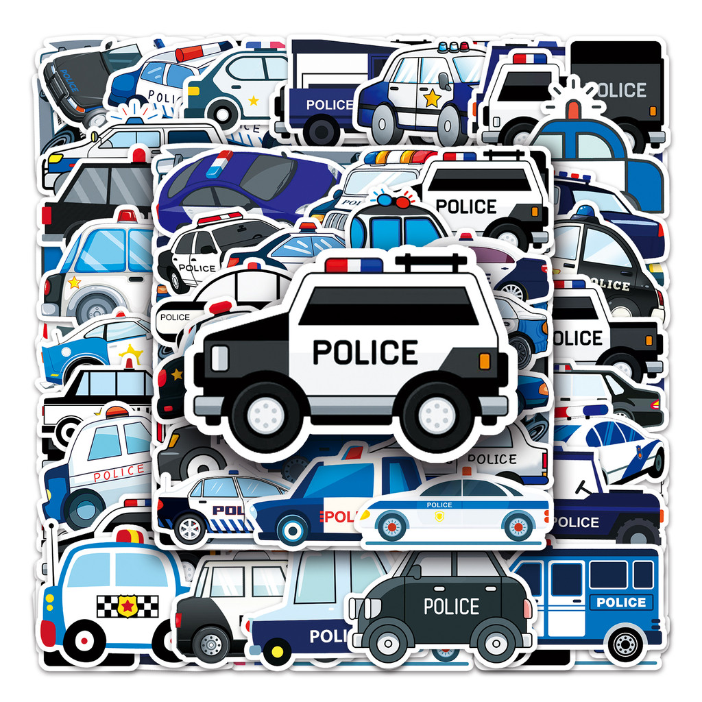 50 Piece Funny Police Car DIY Creative Laptop /Motor /Car /Helmater ...