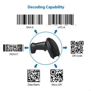 Barcode Scanner Wireless USB Barcode Reader, Laser 1D Barcode Gun, 2D ...