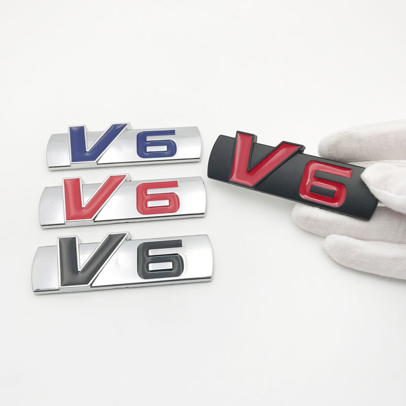 Car Styling Metal V6 Engine Logo Emblem Trunk Sport Turbo Auto Badge 3D ...