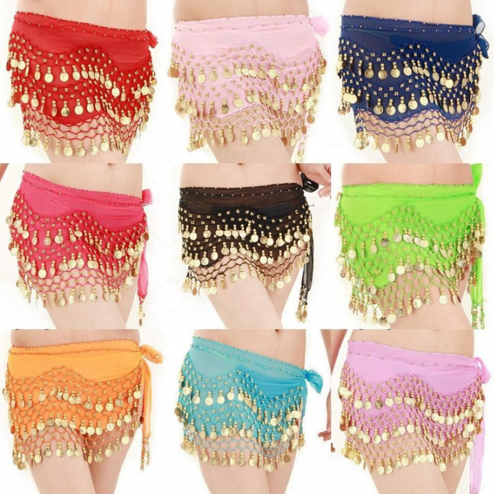 128 Gold Coin Encryption Chiffon Waist Chain Waist Seal For Belly Dance ...