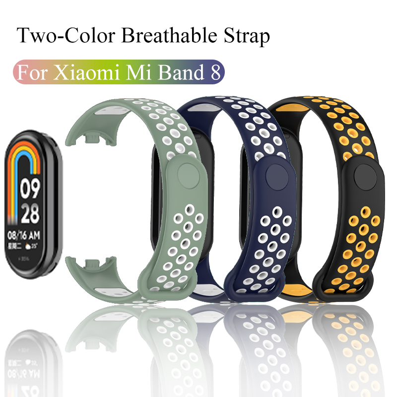 Silicone Strap For Xiaomi Mi Band 9 8 Two-Color Bracelet Replacement Wristband For xiaomi mi ...