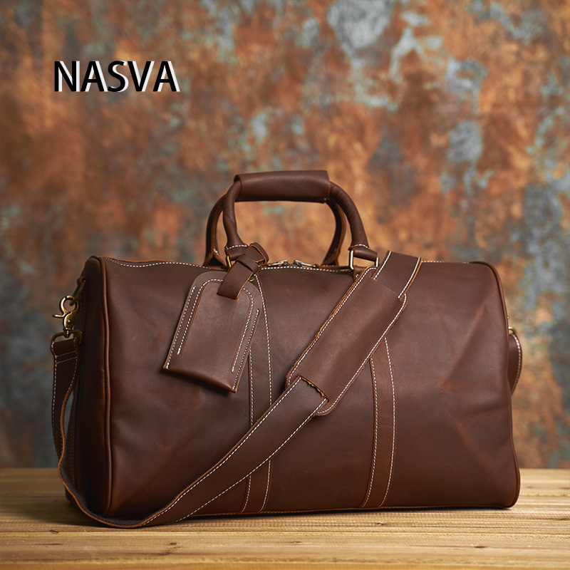 Nasva First Layer Cowhide Travel Bag Men's Simple Large-Capacity ...