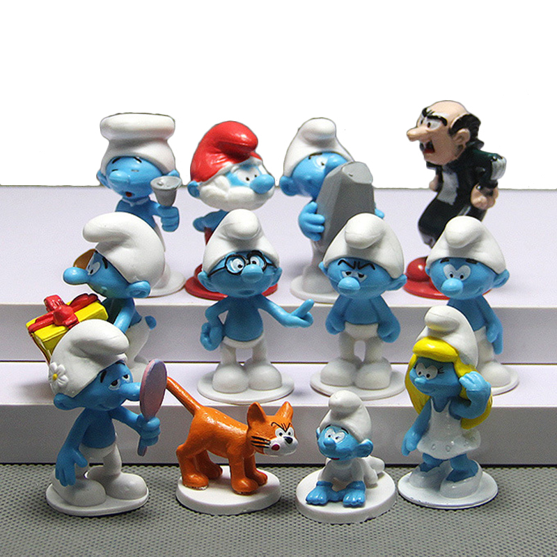 12pcs/kit The Smurfs Miniature Figures Anime Smurfette Gardgamel Azrael ...