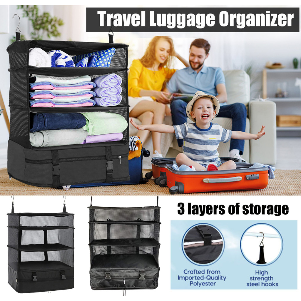 3 Layers Travel Luggage Organizer Portable Travel Storage Bag Suitcase ...