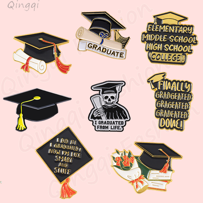 Congratulations Graduation Enamel Pin Creative Bachelor Hat Brooch ...