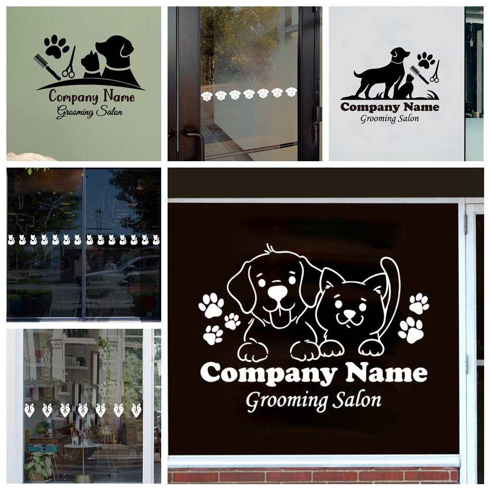 Pet Wall Decal Grooming Salon Custom Name Vinyl Stickers Cat Dog Puppy ...