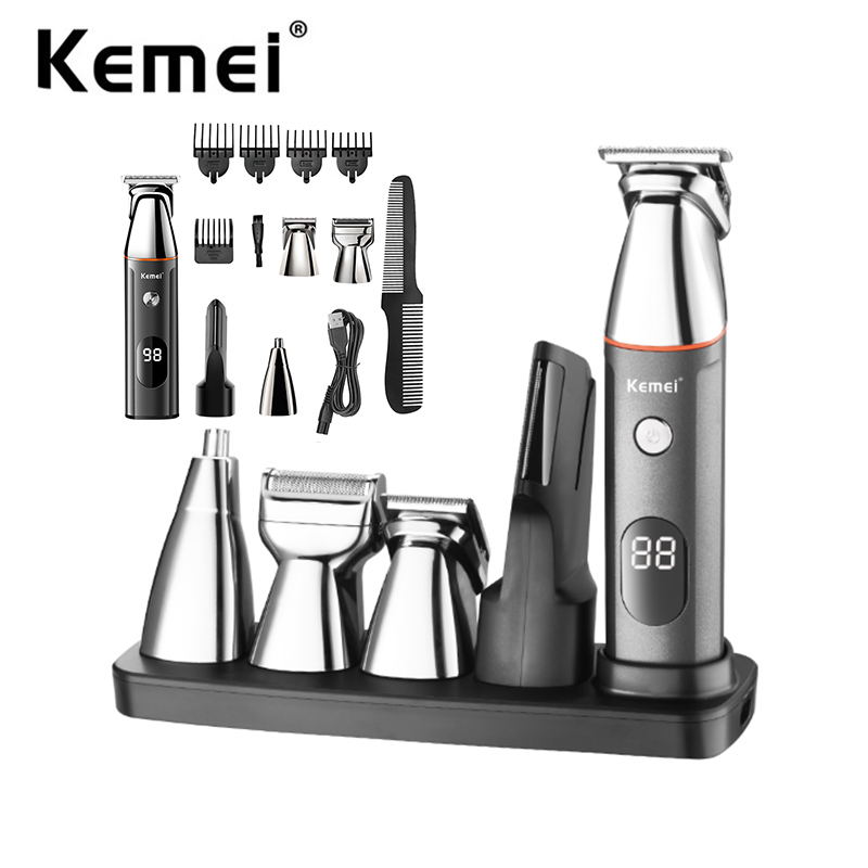 Kemei Cordless Hair Clipper Beard Trimmer Nose & Ear Body Trimmers Electric Razor Shaver 5 In 1 ...