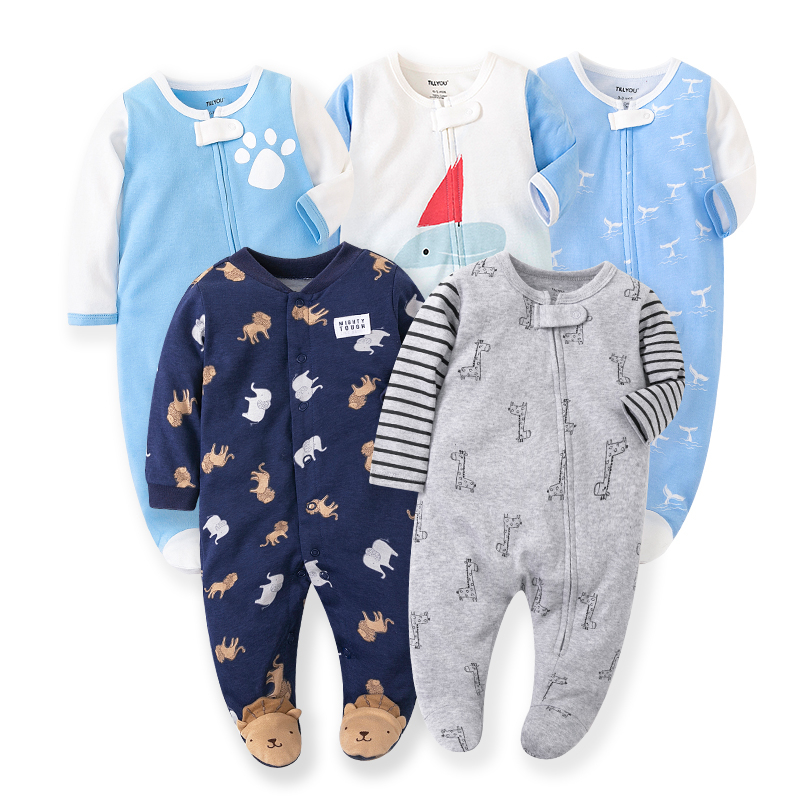 Newborn Baby boy clothes infants Rompers zipper Onesie long Sleeve ...