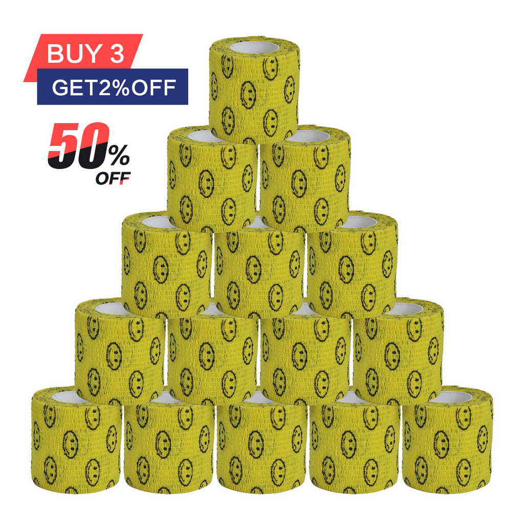 6/10 Pcs Smiley First Aid Self Adhesive Cohesive Bandages Sports Tape ...
