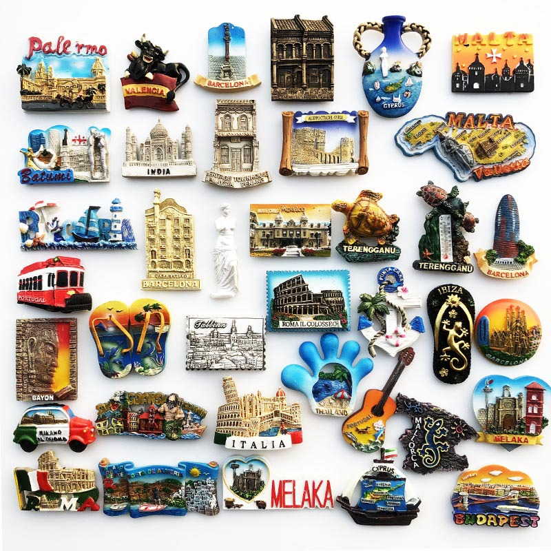 Country Fridge Magnets Souvenirs for Overseas Tourism Malaysia Italy ...