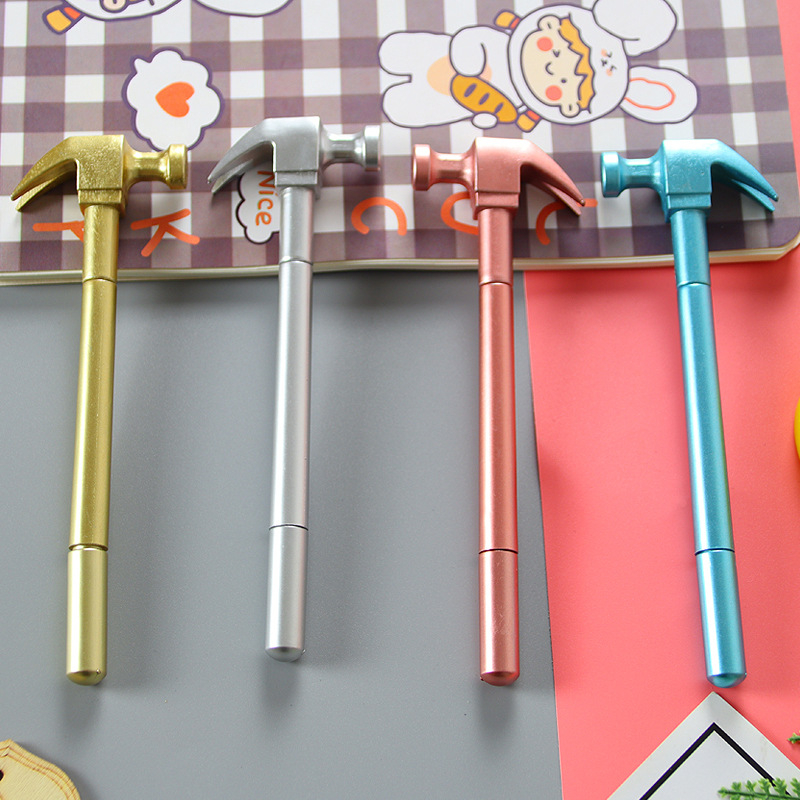 New metallic claw hammer gel pen cute hammer shape student ink pen fun ...