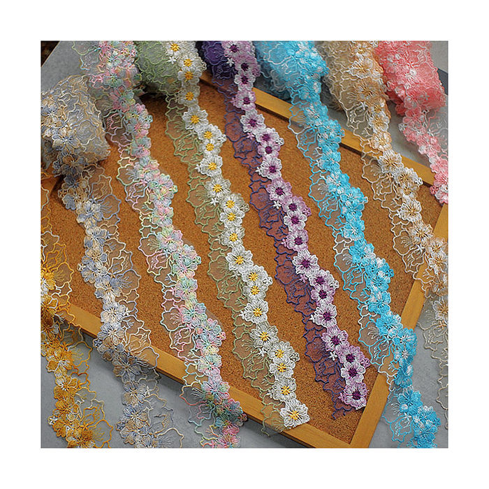 1 yard（35.8 inch）Multicolor embroidery lace fabric lace triming Lace ...