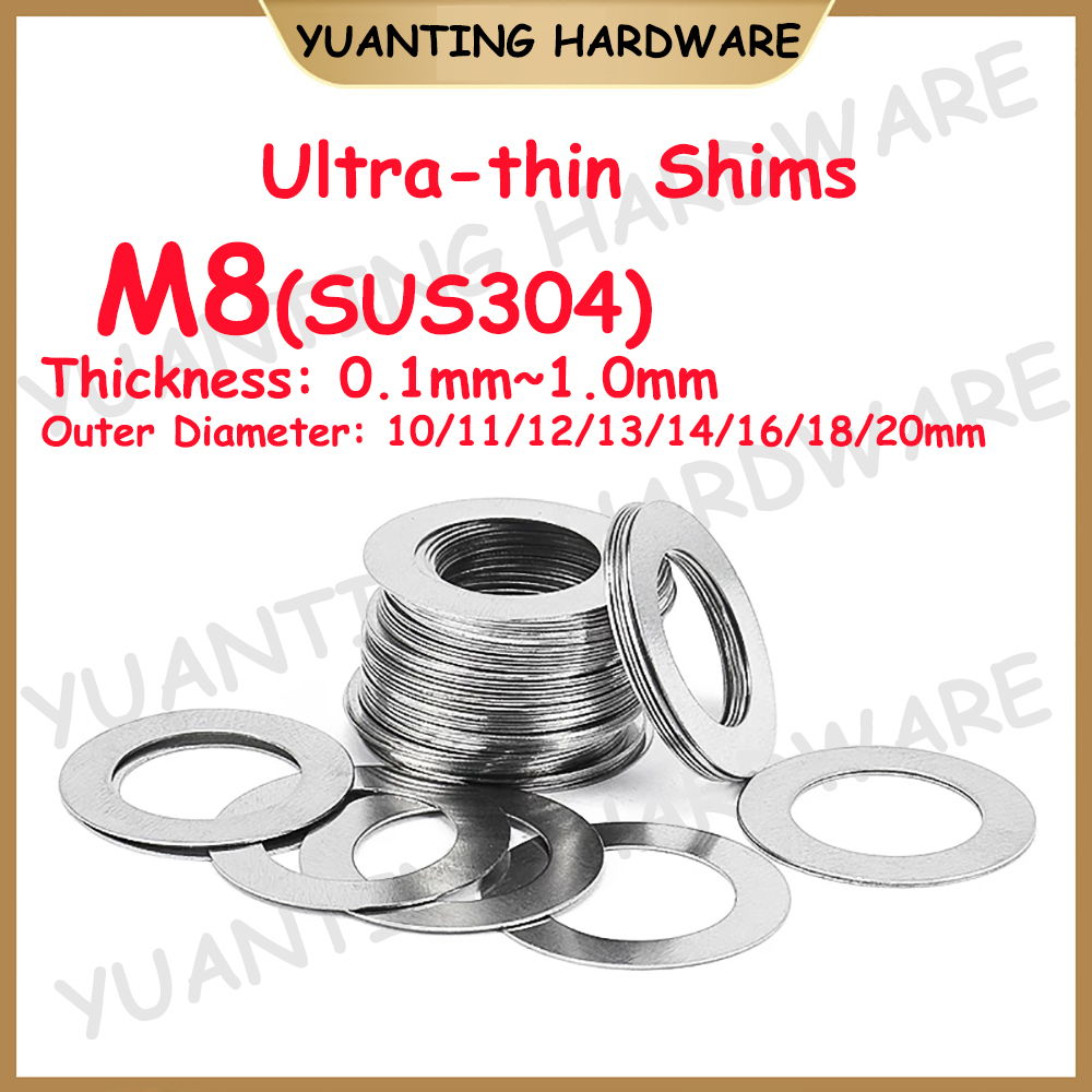 M8 DIN988 SUS304 Stainless Steel Shim Plain Washers Adjusting Ultra-thin Gasket for Cylinder ...