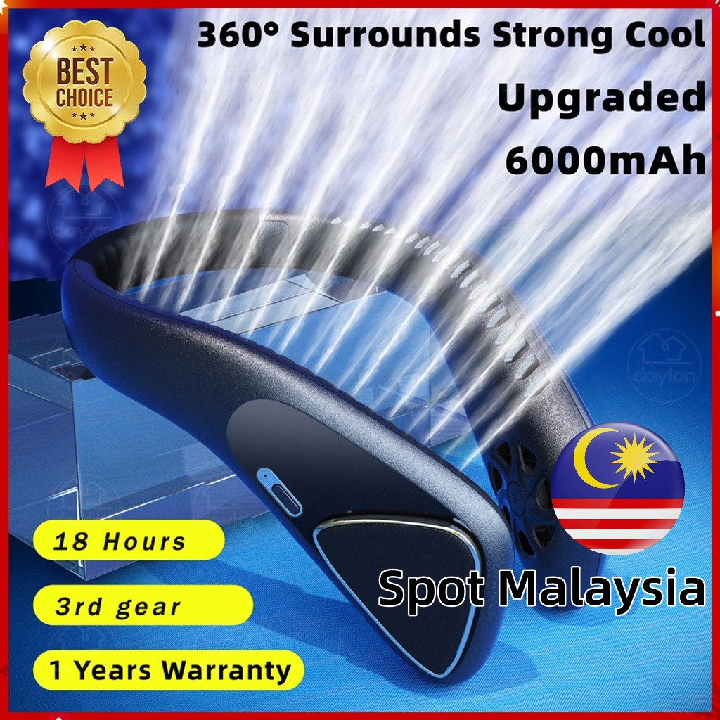 【2 Days Arrival🚚】風扇 Neck Fan Portable Neck Fan Hands Free 6000mah ...