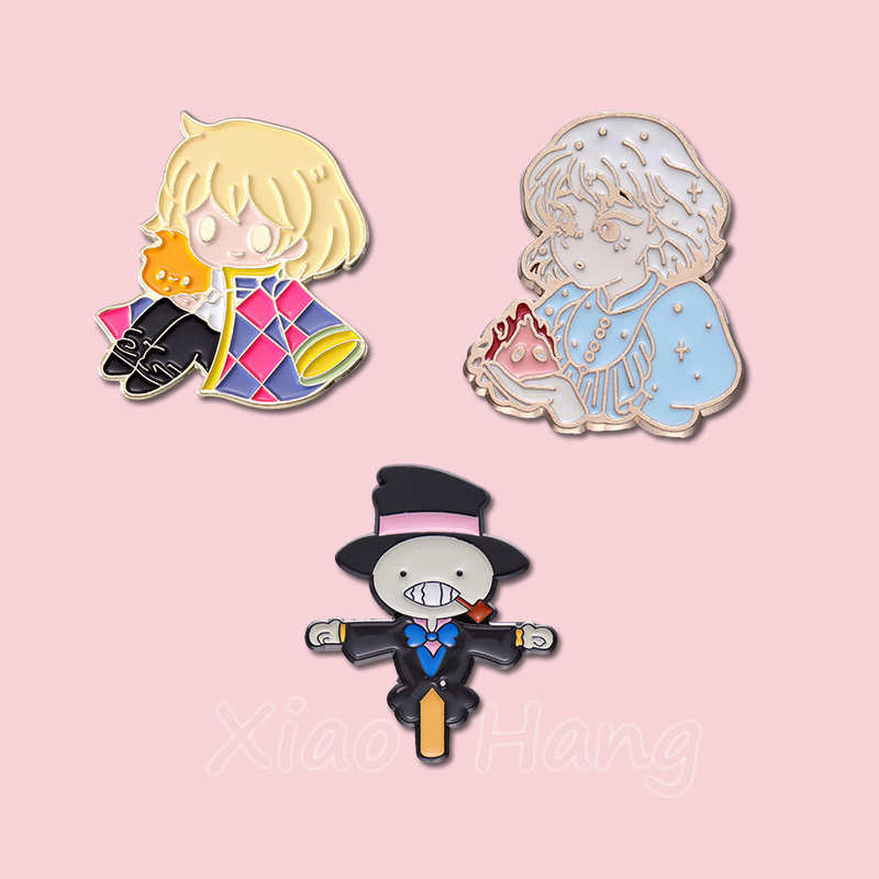 Anime Howls Moving Castle Enamel Pin Scarecrow Prince Brooch Magician ...