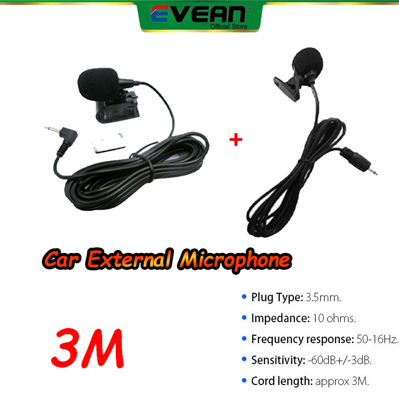 Evean 3M Car External Microphone Mic 3.5mm Stick Clip Jack Plug Mic ...