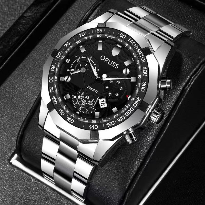 ORUSS 1853 Original Men Stainless Steel Date Waterproof Luxury Business ...