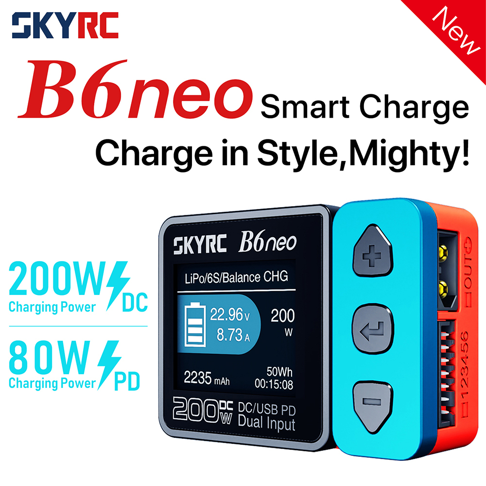 SkyRC B6 neo Lipo Battery Balance charger AC 80w DC 200W Multi-Function ...