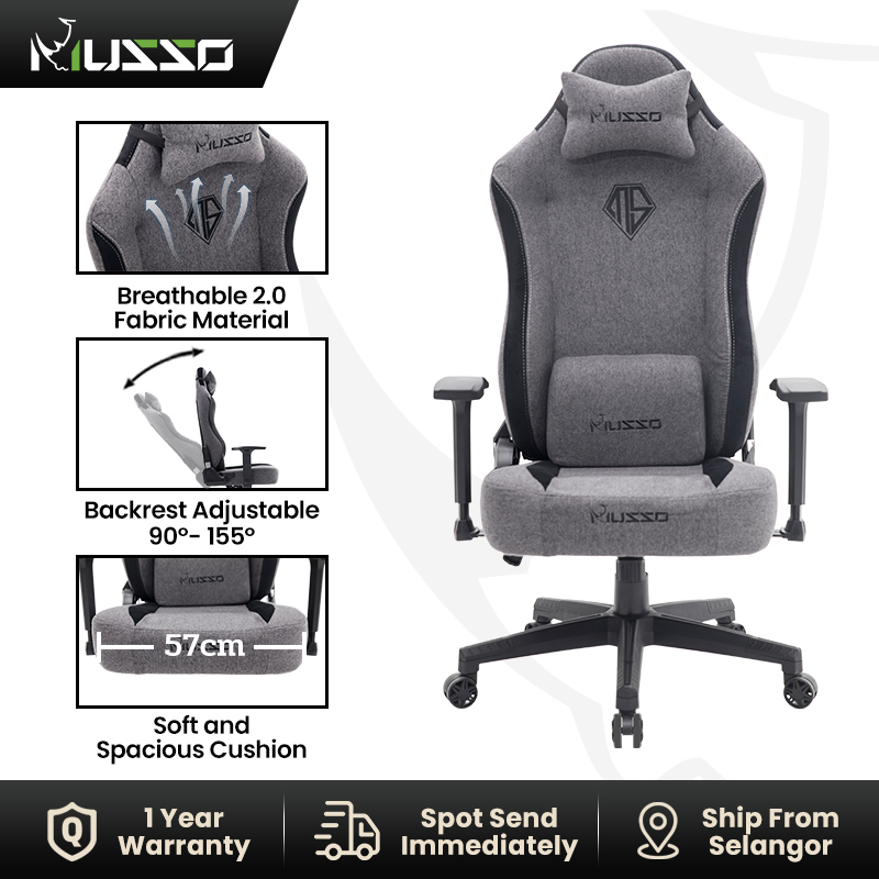 MUSSO Aeolus Series 199A Navigator Series XL Fabric Gaming Chair with ...