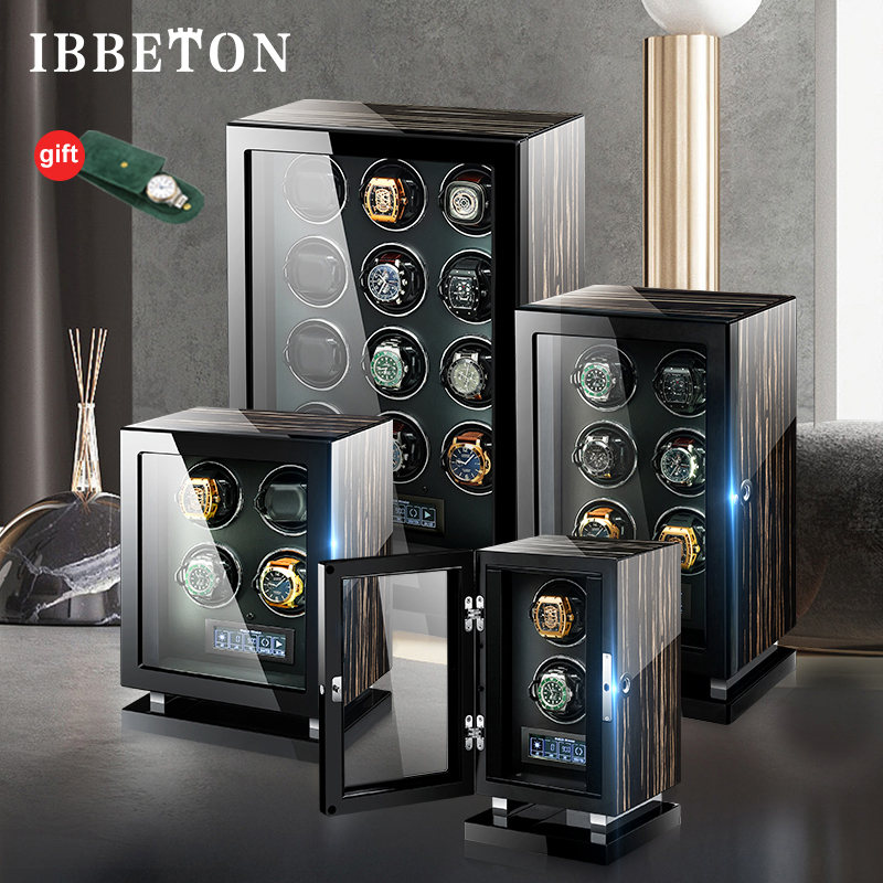 IBBETON Automatic Watch Winder Luxury Wood Watch Safe Box Fingerprint ...