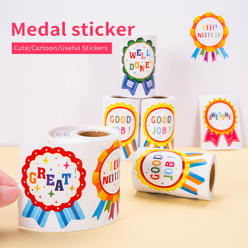100pcs Cartoon Medal Child Encourage Award Sticker Great/Good Job For ...