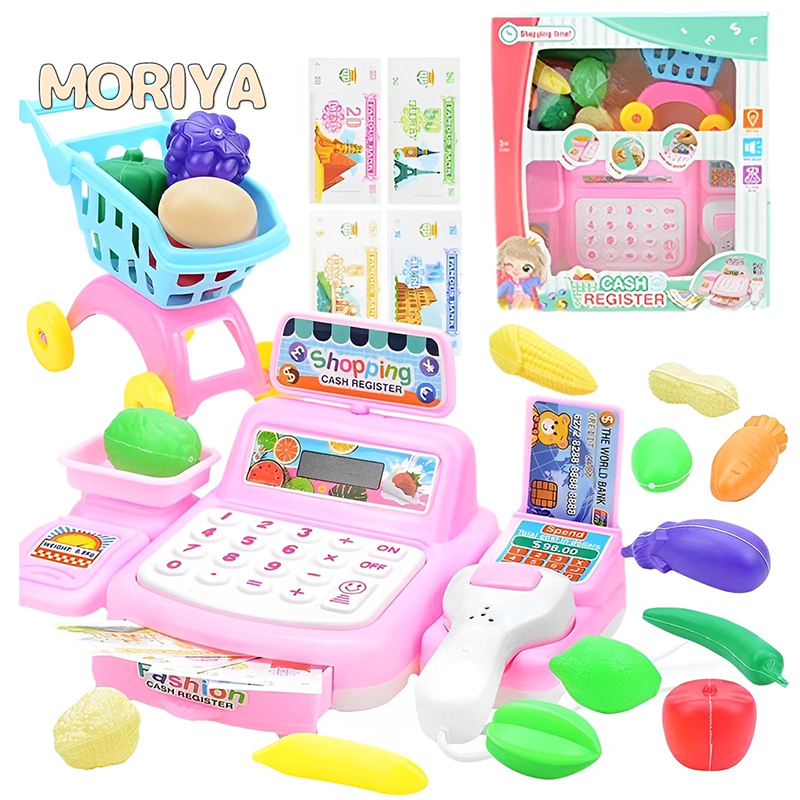 Pretend Cashier Toy Supermarket Cash Register Machine With Light And ...