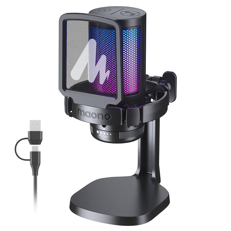 Maono DGM20 USB Microphone RGB Gaming Mic Condenser Mic RGB Mic Noise ...