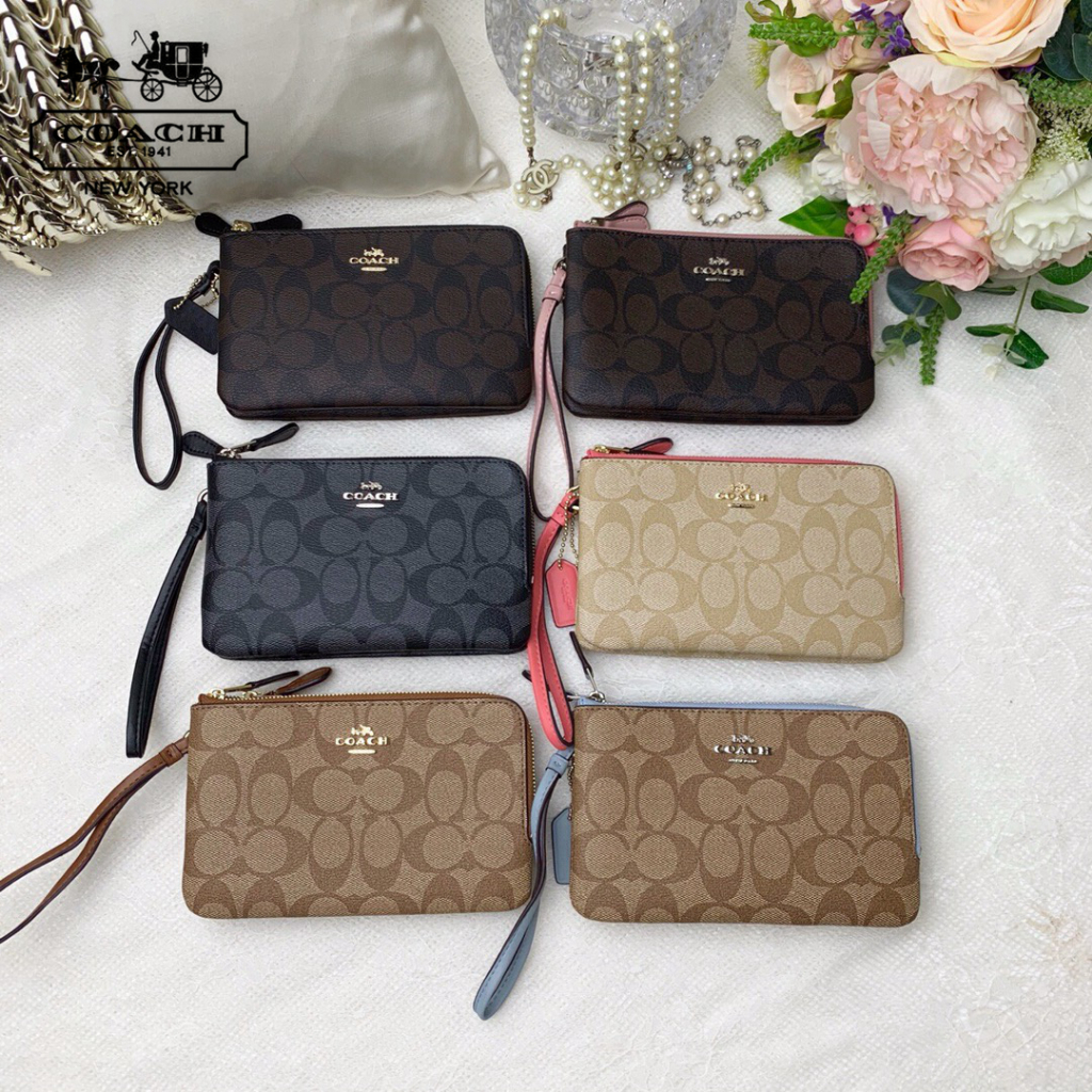 100% Original Coach Clutch female wrist bag with double zippers ...