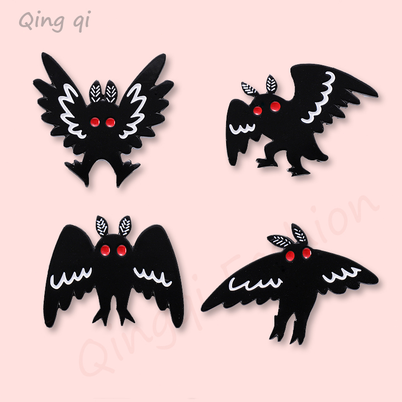 Flying Mothman Enamel Pin Brooch Backpack Collar Lapel Badges Moth Pins ...
