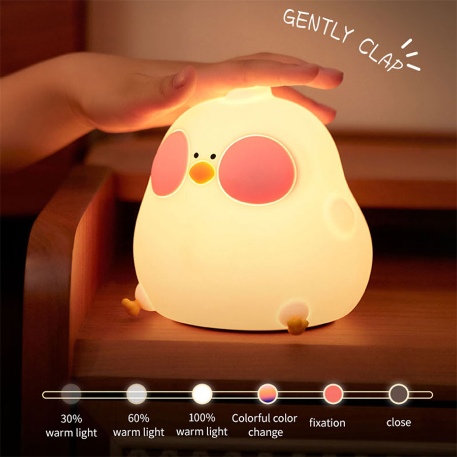 Silicone LED Night Light Chick For Bedroom Decor Animal Pat Lamp ...