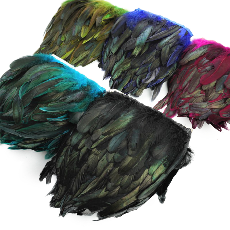1Meter Rooster Feather Trims Fringe Natural Chicken Feathers Decoration ...