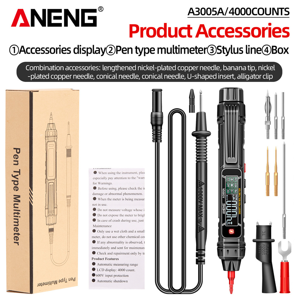 ANENG A3005A 4000 Counts Professional Digital Multimeter Pen AC/DC ...