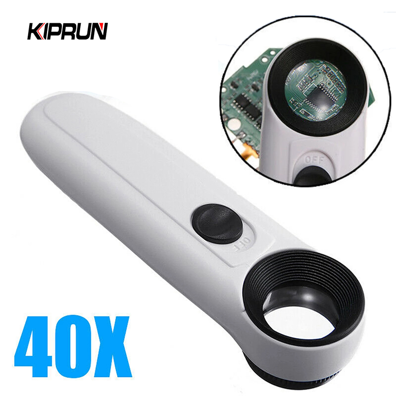 KIPRUN 40x Magnifier Magnifying Acrylic lens Glass with 2 LED Light ...