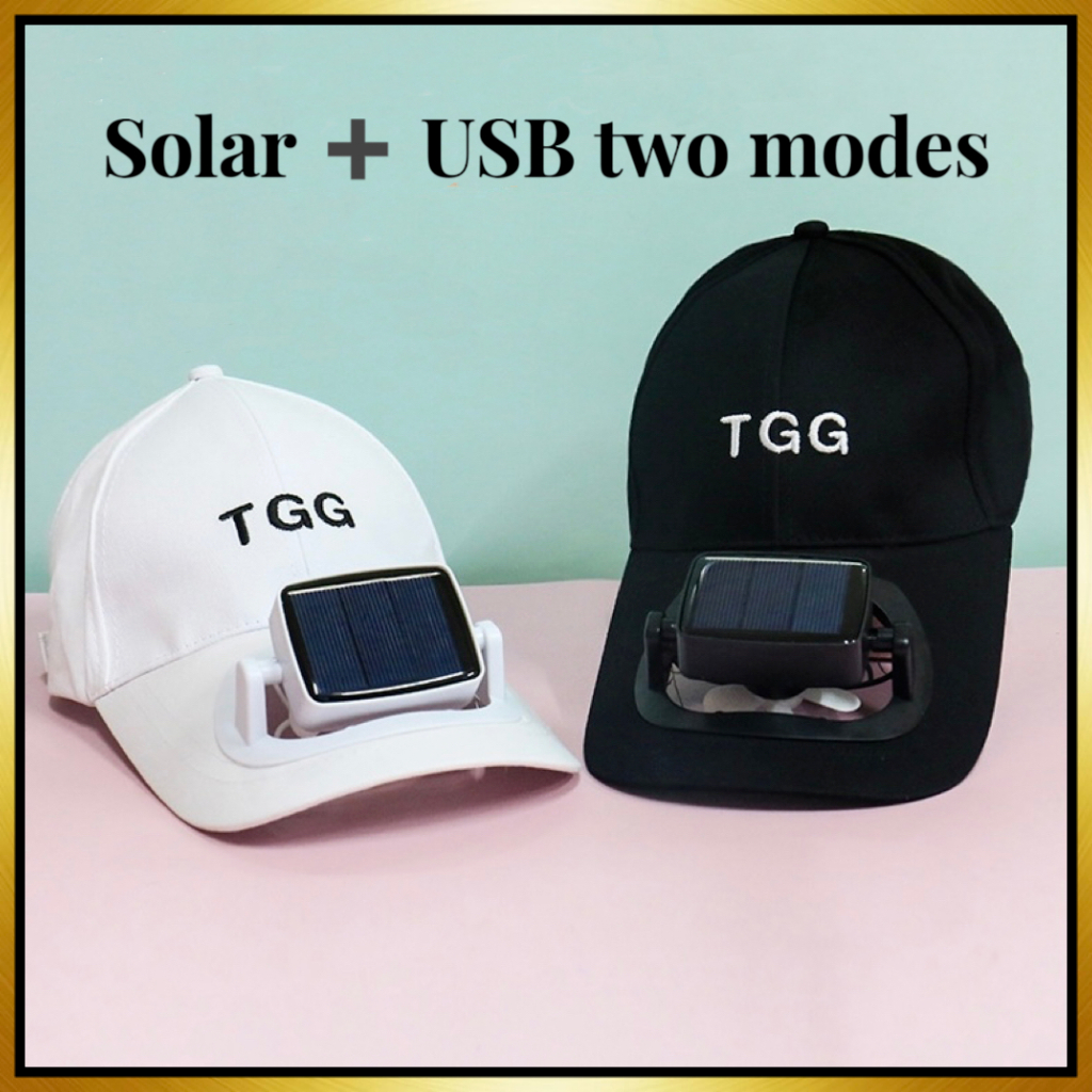 GUANHUA Sun Shade Hat With Fan Men And Women Couple Cap USB Solar Fan ...