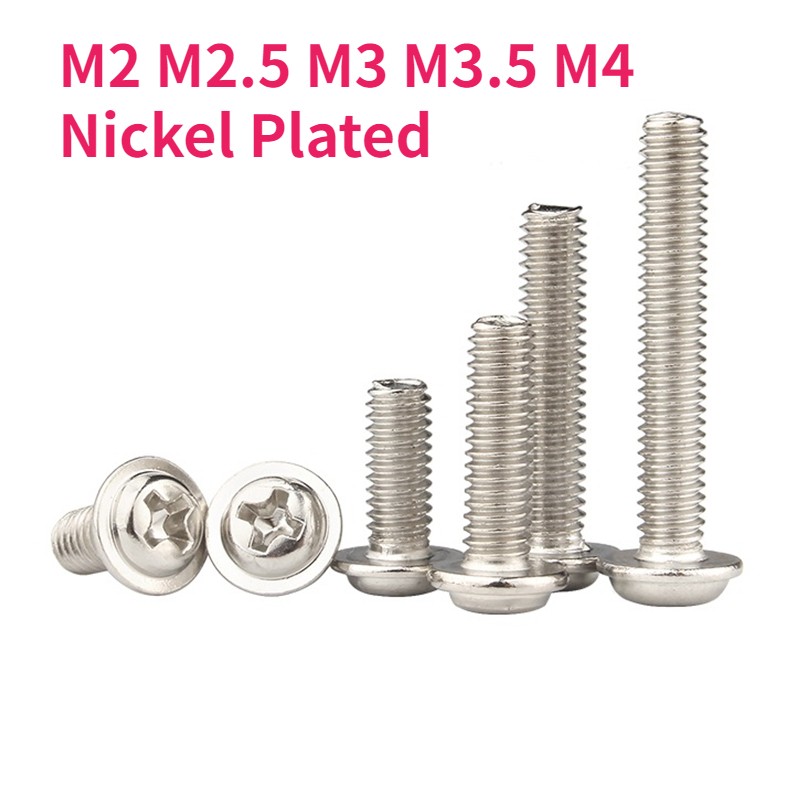 M2 M2.5 M3 M3.5 M4 Nickel Plated Cross Round Head With Pad Screw ...